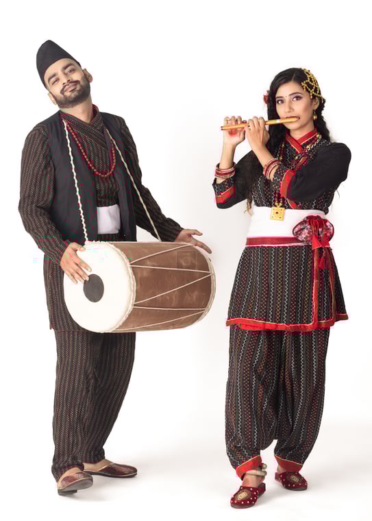 A Newari couple enjoying music together - Photos Nepal