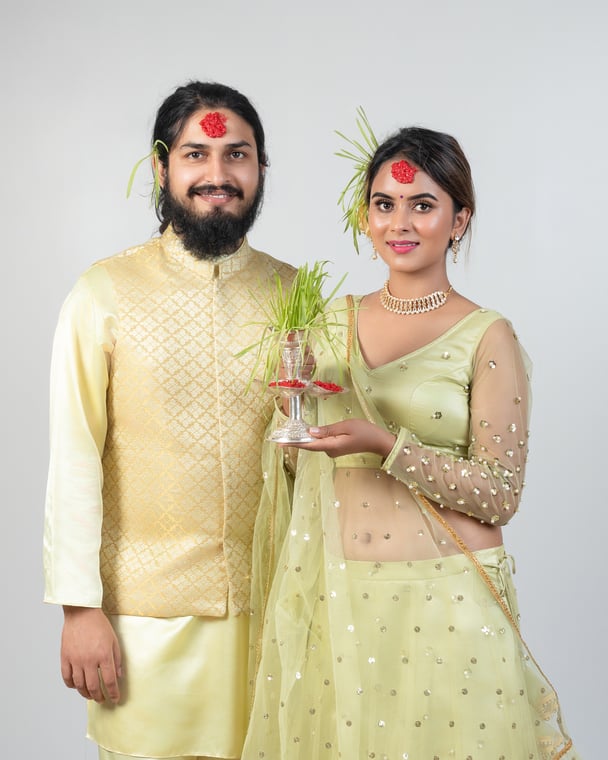 Couple in Tika & Jamara dashain - Photos Nepal