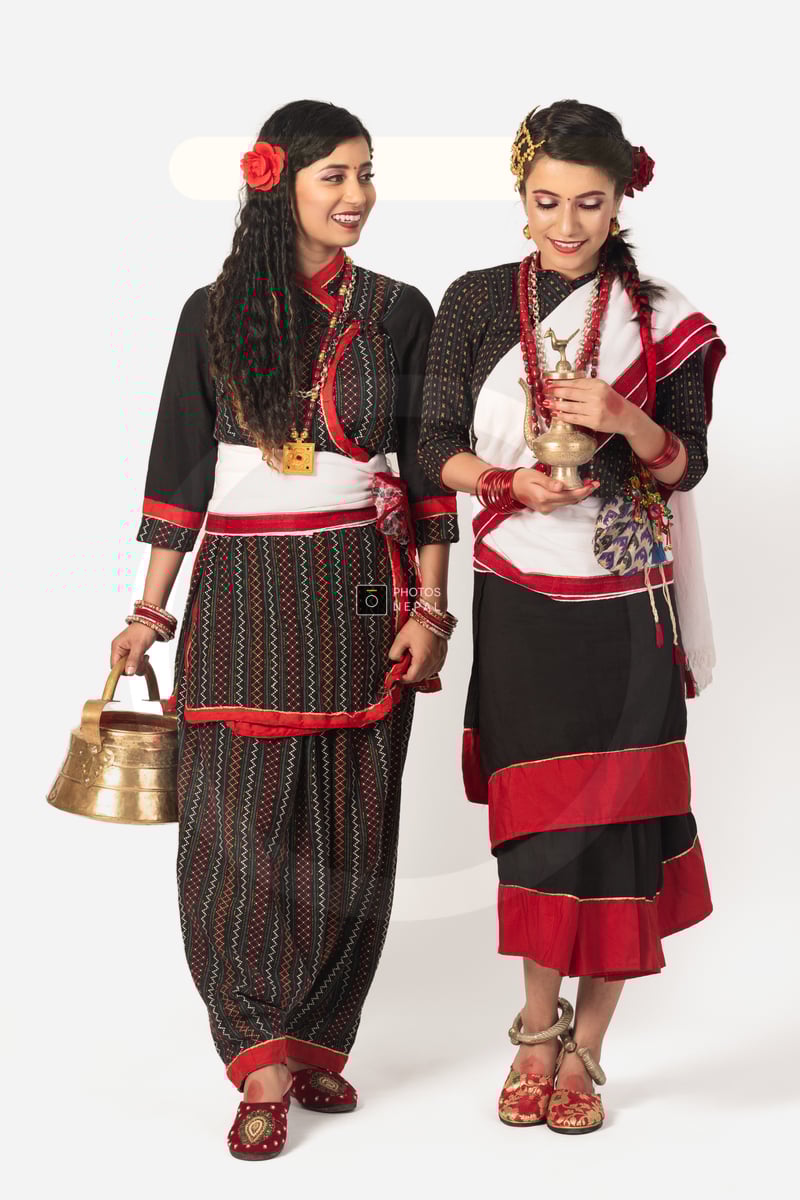 Two Beautiful Newari Girls Smiling Photos Nepal