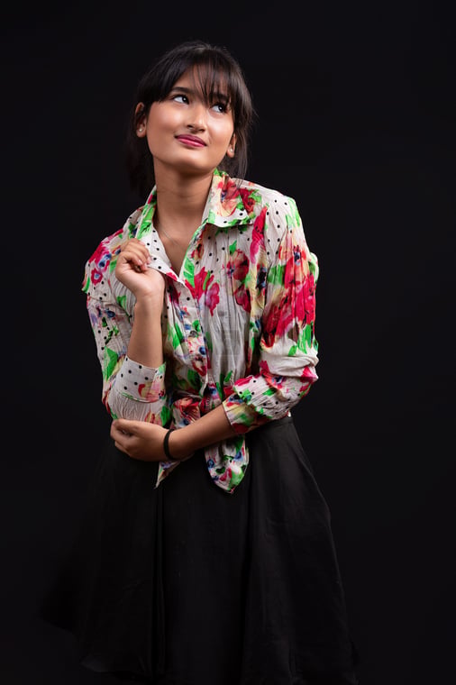 Beautiful Nepali Teenager Girl: Studio Portrait with Thoughtful Smile ...