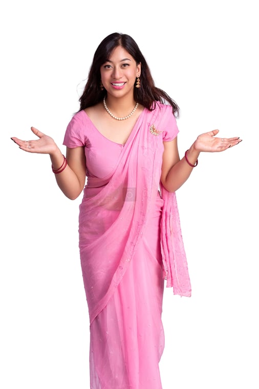 Happy Nepali Girl in Pink Saree - Royalty Free Stock Images - Photos Nepal