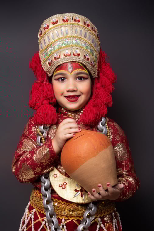 Living Goddess of Nepal, Kumari, Holding Khutruke for Kumari Bank ...