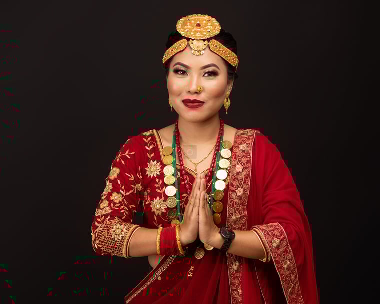 Magar Bride doing Namaste in Sirful, Sirbandi, Coin Mala, Bulaki ...