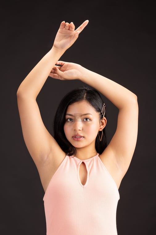 Nepali Model in Pink Dress: Studio Portrait with Raised Hands - Photos ...