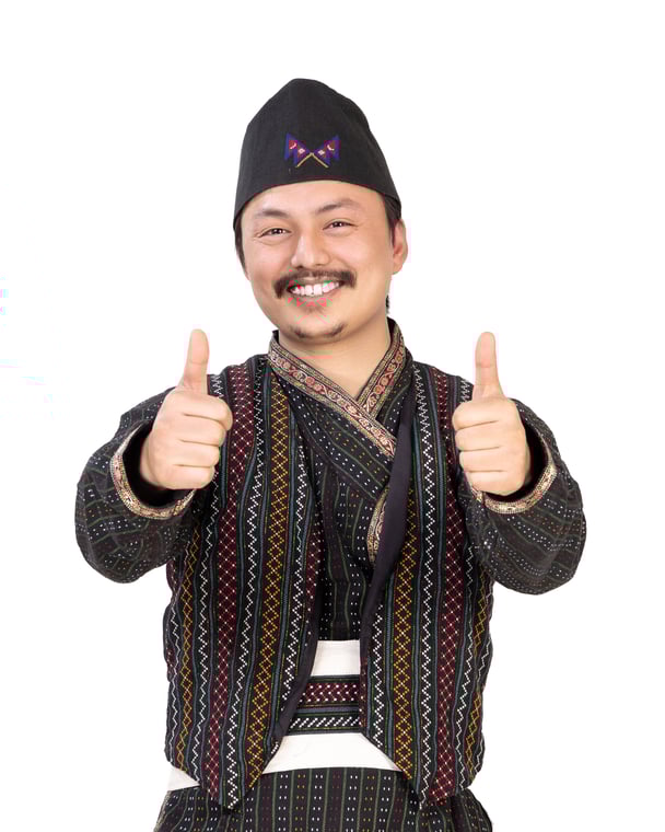 Royalty-free image of a Young Fair-skinned Newari Man giving Two Thumbs ...