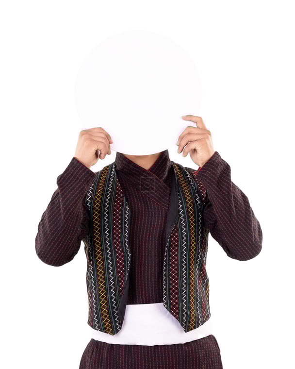 Young Newari Man in Traditional Dress with Covered Face with White ...