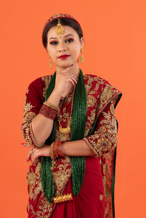 Beautiful Nepali Bride in Nepali Bridal Saree - Photos Nepal