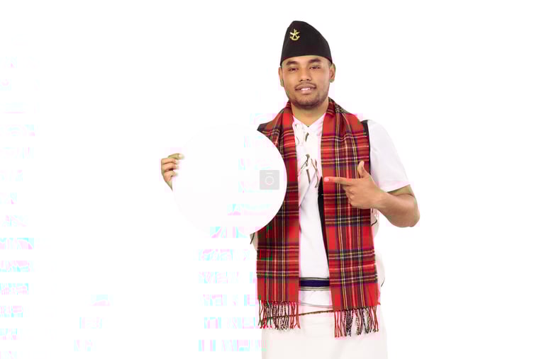 Nepali Magar Man Holding Blank Sign in Traditional Magar Dress - Photos ...