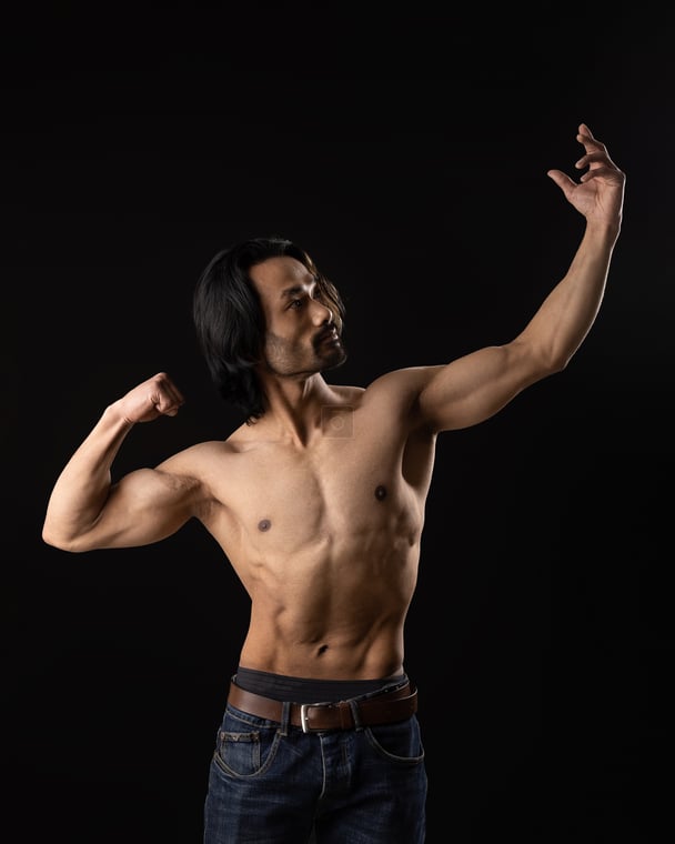 Shirtless Nepali Male Model Showing Muscular Physique in Studio ...