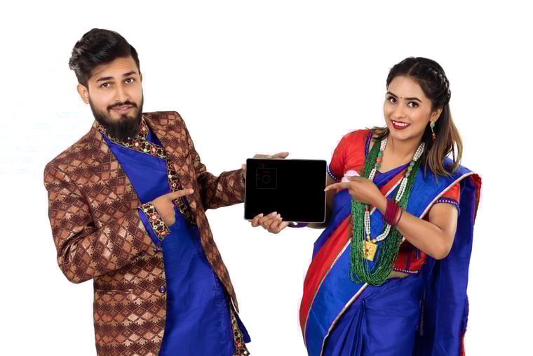 Tech-Savvy Nepali Couple Holding Tablet: Nepali Apps and Mobile Banking ...