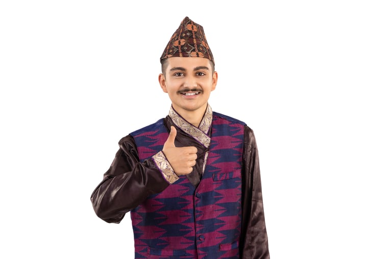 Traditional Nepali Man Giving Thumbs Up Gesture - Photos Nepal